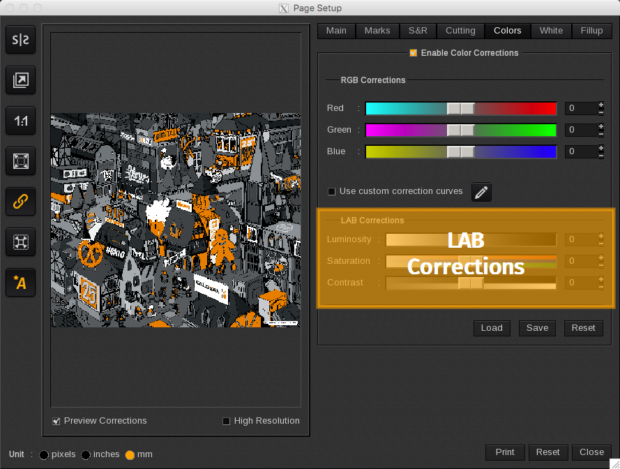 Page Setup - Colors - LAB Corrections – Caldera HelpDesk